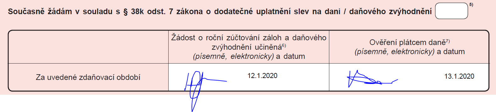 Žádost o roční zúčtování záloh a daňové zvýhodnění za zdaňovací období ...